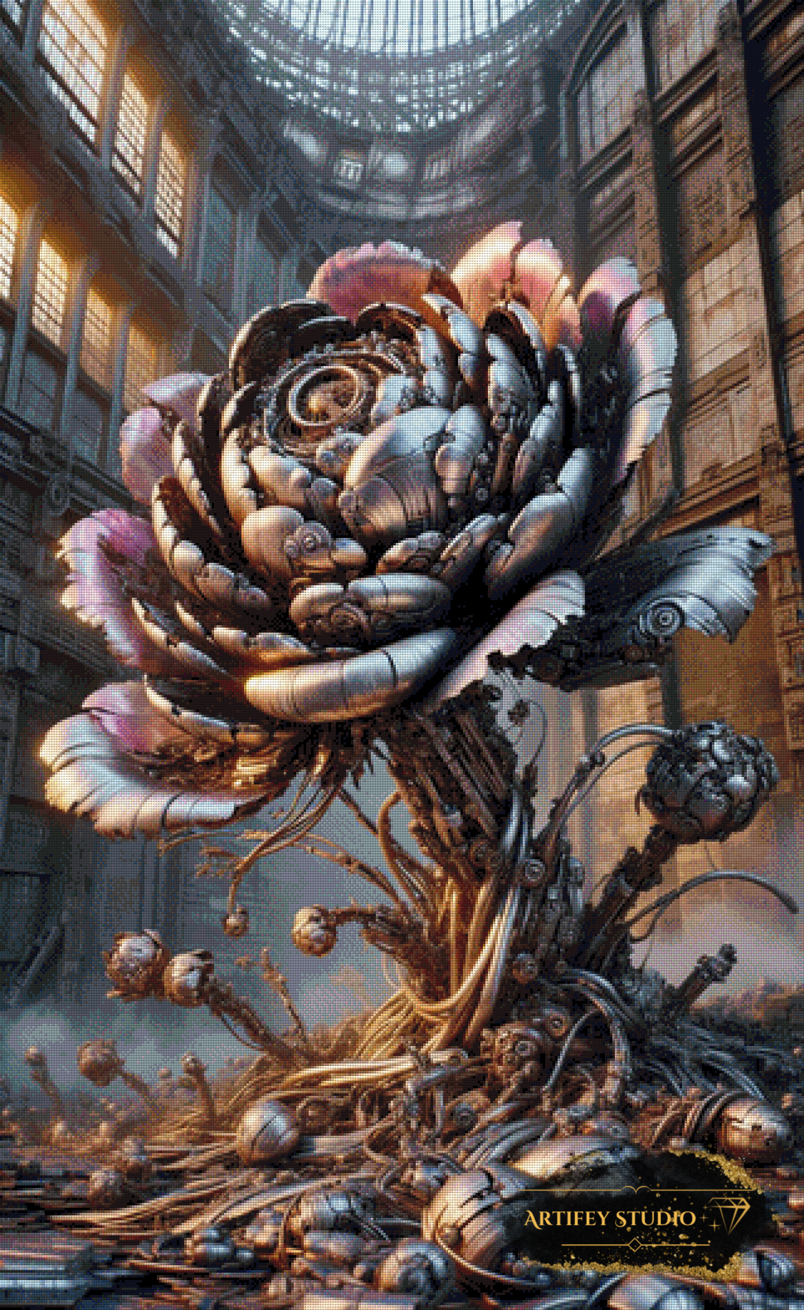 Mechanical Flower by DIYnamite 80x130 mit 190 Farben – Artifey Studio