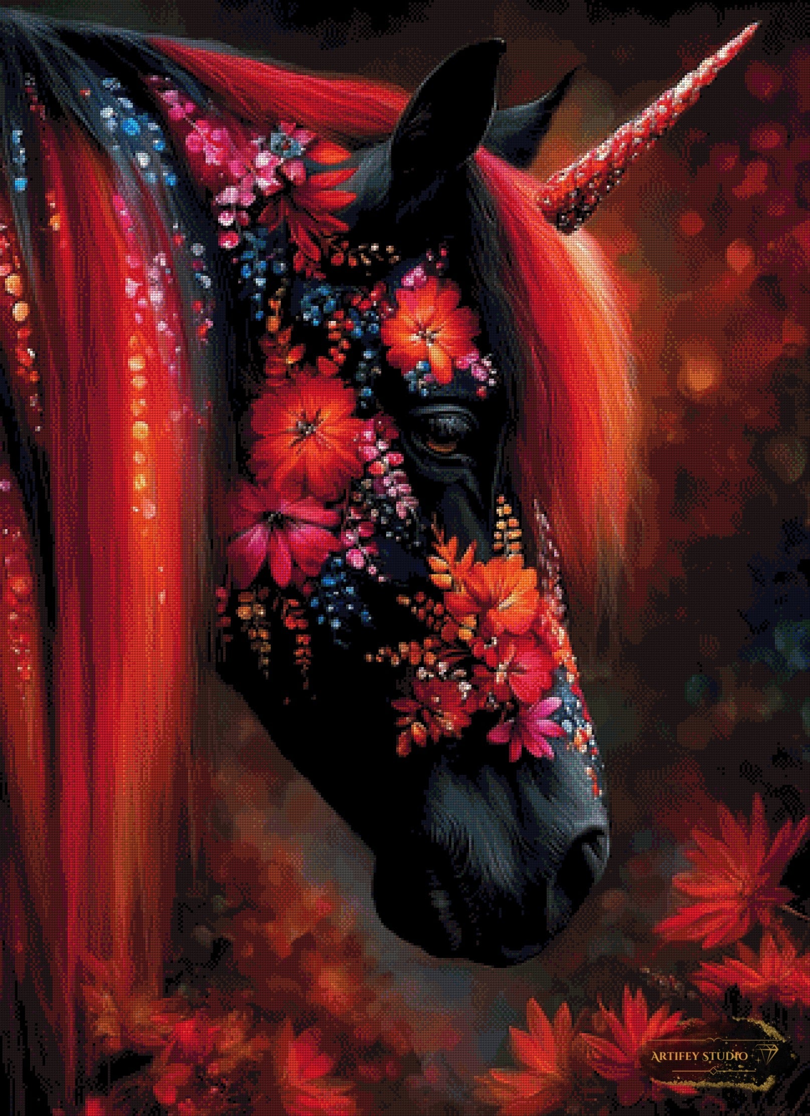 The Ruby Horn by Morrigan 80x110 mit 200 Farben – Artifey Studio